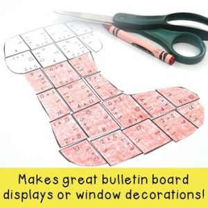 ADDITION Puzzles - FUN Christmas Stocking Craft Math Worksheet ...