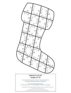 ADDITION Puzzles - FUN Christmas Stocking Craft Math Worksheet ...