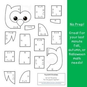 ADDITION Puzzles - Halloween Math Game - Owl Babies Activity Extension ...