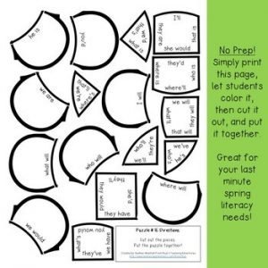 CONTRACTIONS Flower Puzzle | Spring Activities or Games for ELA ...