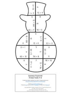 DIVISION Build a Snowman Math Activity | Make a Christmas Bulletin ...
