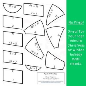 DIVISION Candy Cane Math Worksheet Alternative | Christmas Activities ...