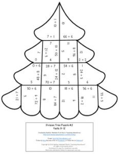 DIVISION Christmas Tree Craft Alternative | December Math Activities or ...