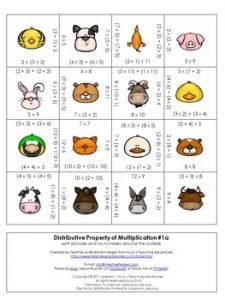 Distributive Property of Multiplication Activity, Game, or Worksheet ...