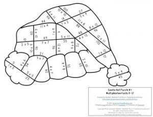 MULTIPLICATION Santa Hat - Christmas Mystery Puzzles Math Picture ...