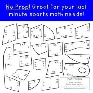 MULTIPLICATION Whistle Math Puzzle | FUN Sports Math Centers for Review ...