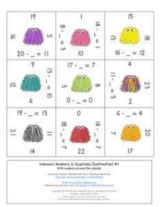 Missing Addends Subtraction to 20 Games | Unknown Numbers in Equations ...