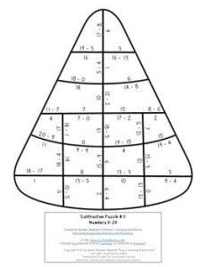 SUBTRACTION Candy Corn Activities: Halloween Math Games or Worksheet ...