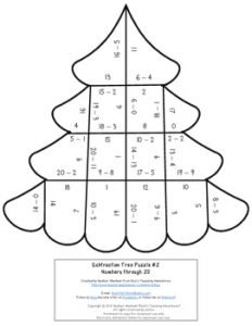 SUBTRACTION Christmas Tree Math Project | No Prep December Activities ...