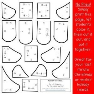 SUBTRACTION Christmas Tree Math Project | No Prep December Activities ...