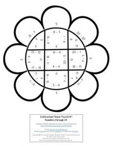 SUBTRACTION Flower Puzzles | Spring Math Games | Spring Math Centers ...