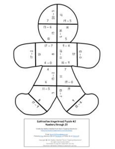 SUBTRACTION Gingerbread Man Math Worksheet Alternatives | Christmas ...