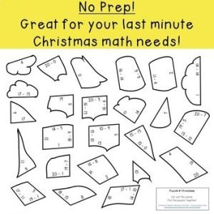 SUBTRACTION Santa Hat Puzzles - Christmas Mystery Math Picture Activity ...
