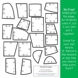 St Patricks Day Math Worksheet Alternatives | Subtraction Leprechaun ...