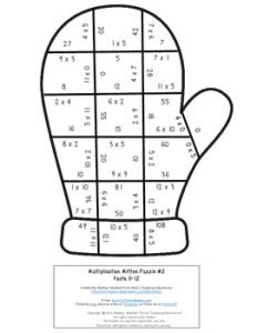 Winter Math Game Puzzles | MULTIPLICATION Mitten Match Activities or ...
