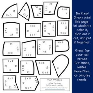 Winter Math Game Puzzles | MULTIPLICATION Mitten Match Activities or ...