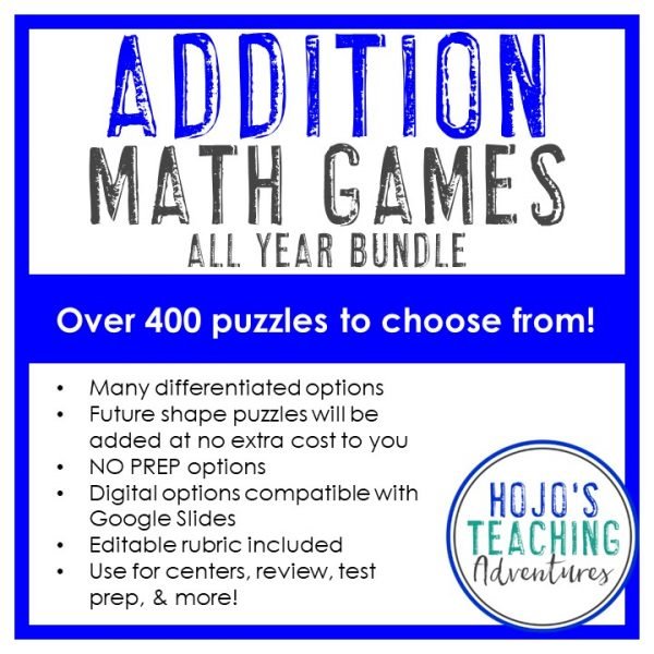 ADDITION 100th Day of School Math Games, Activities, Centers, or ...
