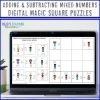 Adding &Subtracting Fractions (Mixed Numbers) Magic Square Puzzles ...