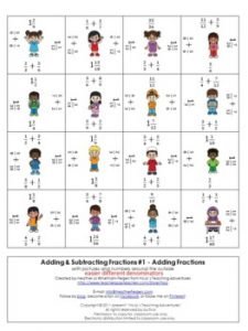 Adding &Subtracting Fractions (Mixed Numbers) Magic Square Puzzles ...