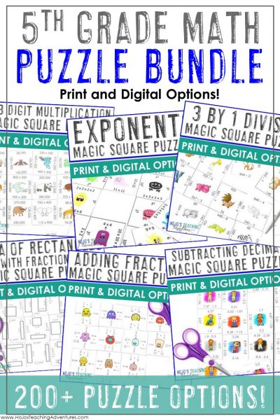 Hands On 5th Grade Math Puzzles - HoJo's Teaching Adventures, LLC
