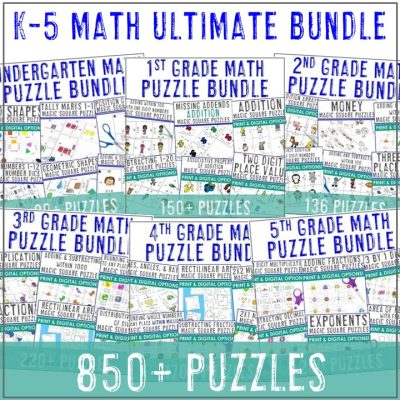 K-5 Ultimate Elementary Math Puzzle Bundle - HoJo's Teaching Adventures ...